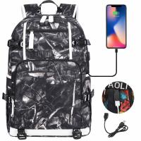 China Customized Tote Bag Pattern Type Backpack for Fashion Girls and Boys USB Port Charging for sale
