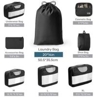 China Custom Logo Accepted Unisex Travel Bags 8 Set Packing Cubes with Laundry Bag and Storage for sale