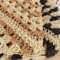 China Women's Eco-friendly Handwoven Beach Bag with Hollow Out Flower Design and PU Leather Strap for sale