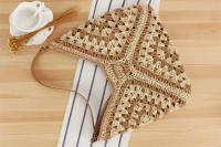 China Women's Eco-friendly Handwoven Beach Bag with Hollow Out Flower Design and PU Leather Strap for sale