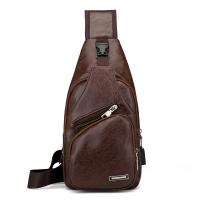 China Customized Size Newest Fashinable Mens PU Leather Chest Bags with USB Charging Port for sale