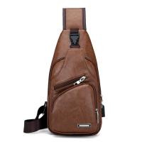 China Customized Size Newest Fashinable Mens PU Leather Chest Bags with USB Charging Port for sale