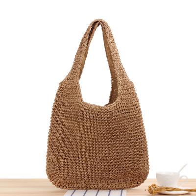 China One-shoulder Hand Woven Straw Tote Bag for Women's Travel and Outgoing Beach Casual for sale