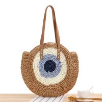 China Summer Half Round Ethnic Style Saddle Straw Woven Beach Handmade Rattan Bag for Unisex for sale