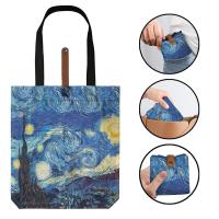 China Painting Reusable Shopping Shoulder Bag Ultra Slim Foldable Canvas Beach Bag for Women for sale