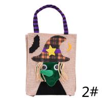 China Open Closure Reusable Halloween Pumpkin Witch Skeleton Linen Bag for Candy Collection for sale