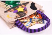 China Open Closure Reusable Halloween Pumpkin Witch Skeleton Linen Bag for Candy Collection for sale