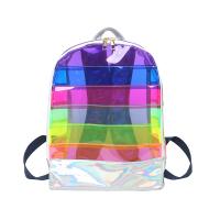 China Stylish Transparent PVC Backpack Women's Jelly Stripe Stitching Rainbow Hologram for Daily for sale