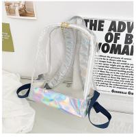 China Stylish Transparent PVC Backpack Women's Jelly Stripe Stitching Rainbow Hologram for Daily for sale