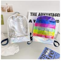 China Stylish Transparent PVC Backpack Women's Jelly Stripe Stitching Rainbow Hologram for Daily for sale