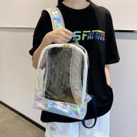 China Stylish Transparent PVC Backpack Women's Jelly Stripe Stitching Rainbow Hologram for Daily for sale