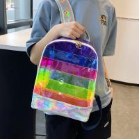 China Stylish Transparent PVC Backpack Women's Jelly Stripe Stitching Rainbow Hologram for Daily for sale