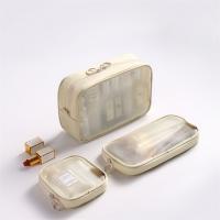China Solid Pattern Type Nylon Mesh Toiletry Makeup Cosmetic Bag Set with Custom Letters Logo for sale