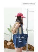 China All Seasons Vintage Denim Letter Tote Bag Customized for Large Capacity and More for sale