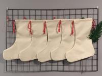 China Sublimation Blanks Santa Sack Christmas Stockings Drawstring Bag with Polyester Lining for sale