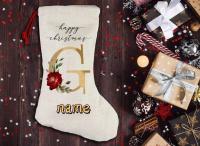 China Sublimation Blanks Santa Sack Christmas Stockings Drawstring Bag with Polyester Lining for sale