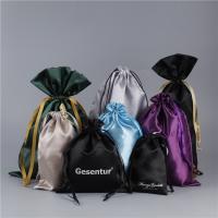 China Custom Logo Satin Drawstring Bag for Hair Wig Storage and Large Silk Gift Packaging for sale