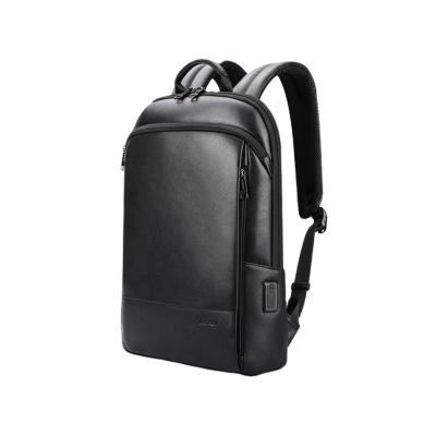 China Customize Men's Large Capacity Leather Laptop Backpack with Anti-theft USB Charging Port for sale