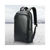 China Customize Men's Large Capacity Leather Laptop Backpack with Anti-theft USB Charging Port for sale