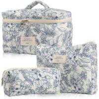 China Lightweight Blue Gingham Makeup Pouch Newest Fashinable Style for Women's Travel Needs for sale