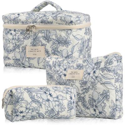 China Lightweight Blue Gingham Makeup Pouch Newest Fashinable Style for Women's Travel Needs for sale