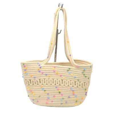 China Concise Style Ladies Cotton Rope Bag Ideal for Summer Fashion and Beach Getaways for sale