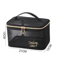 China Zipper Closure Black Mesh Makeup Tools Organizer Beauty Cosmetic Bag for Beauty Lovers for sale