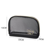 China Zipper Closure Black Mesh Makeup Tools Organizer Beauty Cosmetic Bag for Beauty Lovers for sale