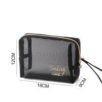 China Zipper Closure Black Mesh Makeup Tools Organizer Beauty Cosmetic Bag for Beauty Lovers for sale