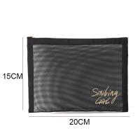 China Zipper Closure Black Mesh Makeup Tools Organizer Beauty Cosmetic Bag for Beauty Lovers for sale