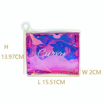 China Custom Holographic TPU PVC Zipper Bag for Women Makeup Cosmetic Pouch Design for sale
