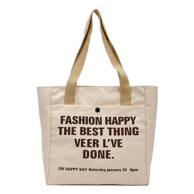 China Open Closure Fashion Style Customized Printing Canvas Shopping Bags Large Cotton Tote Bag for sale
