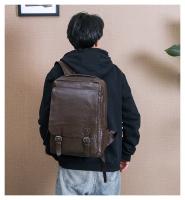 China Acceptable OEM/ODM PU Leather Men's Laptop Backpack with Interior Computer Interlayer for sale
