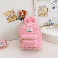 China Furry Minnie Plush Children School Bag for Kids Bunny Backpack Pink Cartoon Mini Zipper Velvet Backpack for sale