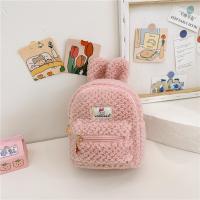 China Furry Minnie Plush Children School Bag for Kids Bunny Backpack Pink Cartoon Mini Zipper Velvet Backpack for sale
