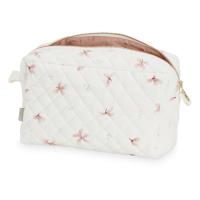 China Solid Pattern Custom Logo Soft Puffy Cotton Bag Quilted Organic Cotton Cosmetic Bag for sale