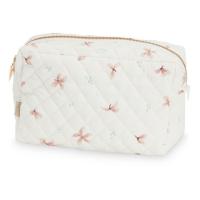 China Solid Pattern Custom Logo Soft Puffy Cotton Bag Quilted Organic Cotton Cosmetic Bag for sale