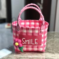 China Colorful Kids Mini Shopping Storage Toy Basket Folding Portable Customized Handbag for sale