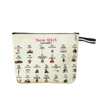 China Double Sided Cosmetic Accessory Pouch Zipper Bag made from Eco-friendly Cotton Canvas for sale