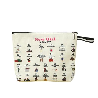 China Double Sided Cosmetic Accessory Pouch Zipper Bag made from Eco-friendly Cotton Canvas for sale