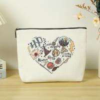 China Double Sided Cosmetic Accessory Pouch Zipper Bag made from Eco-friendly Cotton Canvas for sale