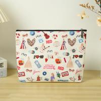 China Double Sided Cosmetic Accessory Pouch Zipper Bag made from Eco-friendly Cotton Canvas for sale