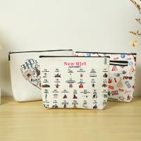 China Double Sided Cosmetic Accessory Pouch Zipper Bag made from Eco-friendly Cotton Canvas for sale