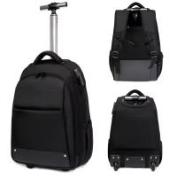China Customized Logo Men's Travel Trolley Backpack with Wheels and Anti-Theft Protection for sale