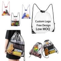China String Closure Custom Logo 210D Polyester Drawstring Backpack Bag for Traveling for sale