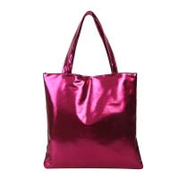 China Soft Tote Handbag Simple Solid Color Shiny Patent Leather for Cute Girl Shopping Bag for sale
