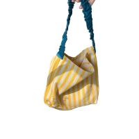 China Summer Must-Have Two-Handle Canvas Shoulder Bag with Eye-Catching Contrasting Stripes for sale