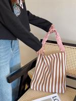 China Summer Must-Have Two-Handle Canvas Shoulder Bag with Eye-Catching Contrasting Stripes for sale