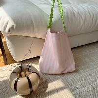 China Summer Must-Have Two-Handle Canvas Shoulder Bag with Eye-Catching Contrasting Stripes for sale