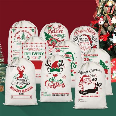China Customized Color and Custom Logo Accepted Christmas Portable Canvas Bags Reusable for sale